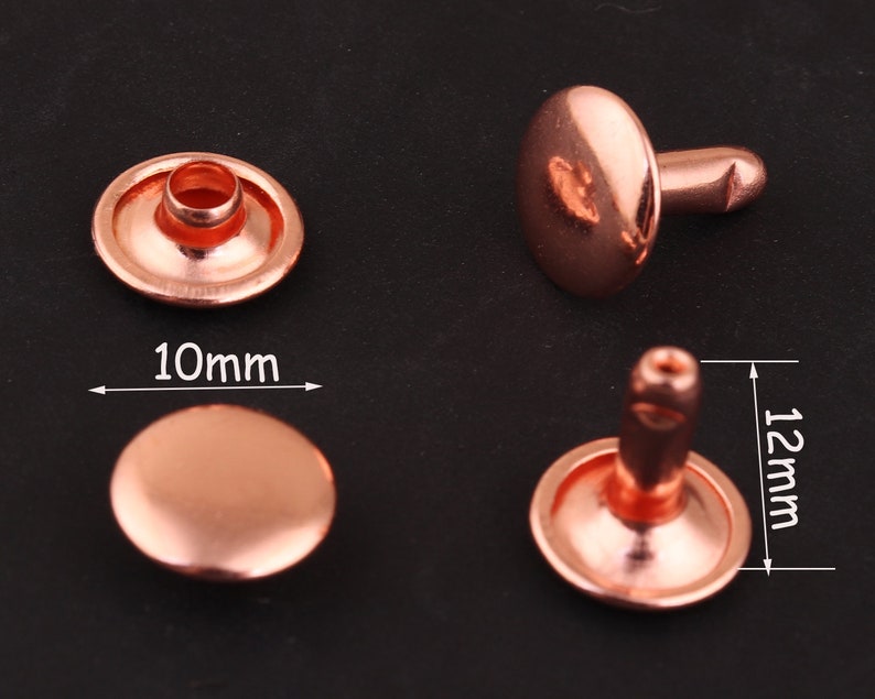 100 Sets Rose Gold Long Post Double Cap Rivets 1012mm Copper - Etsy