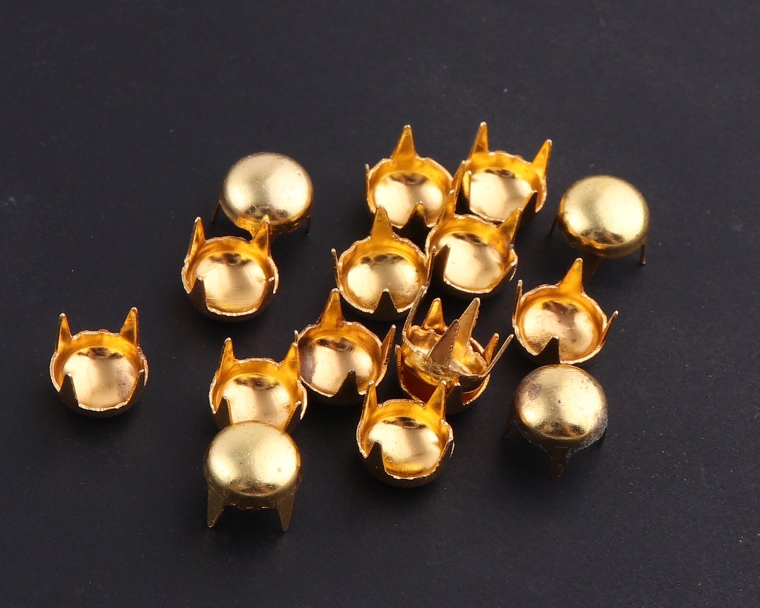 Gold Round Cone Nailheads Studs Claws Rivets,6mm Brass Fashion Prong ...