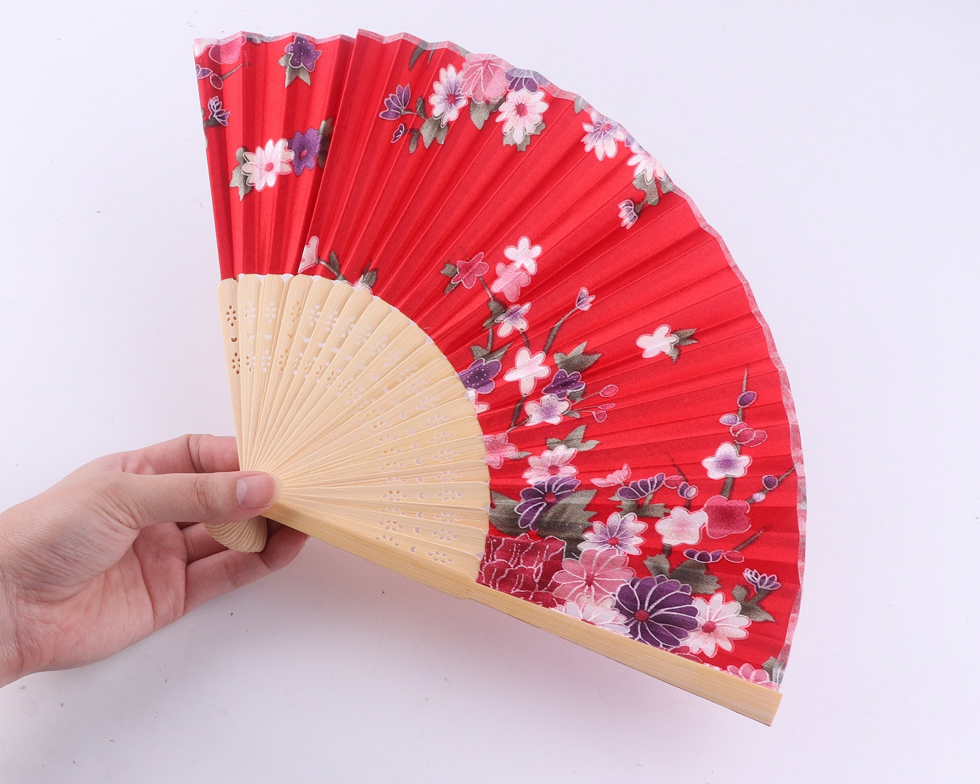 Red Hand Fans,wedding Fans Party Favor Floral Flower Fans Folding Fans ...