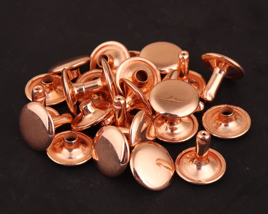 30sets 12*12mm Rose Gold Long Post Double Cap Rivets,copper Rivets ...