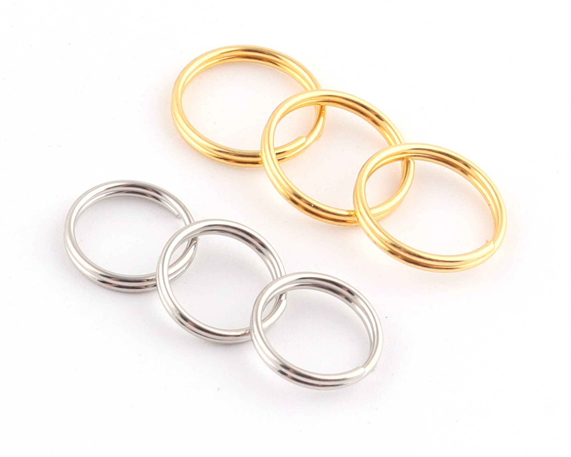 12mm Gold and 10mm Silver Split Ringsjump Rings Double Loops - Etsy