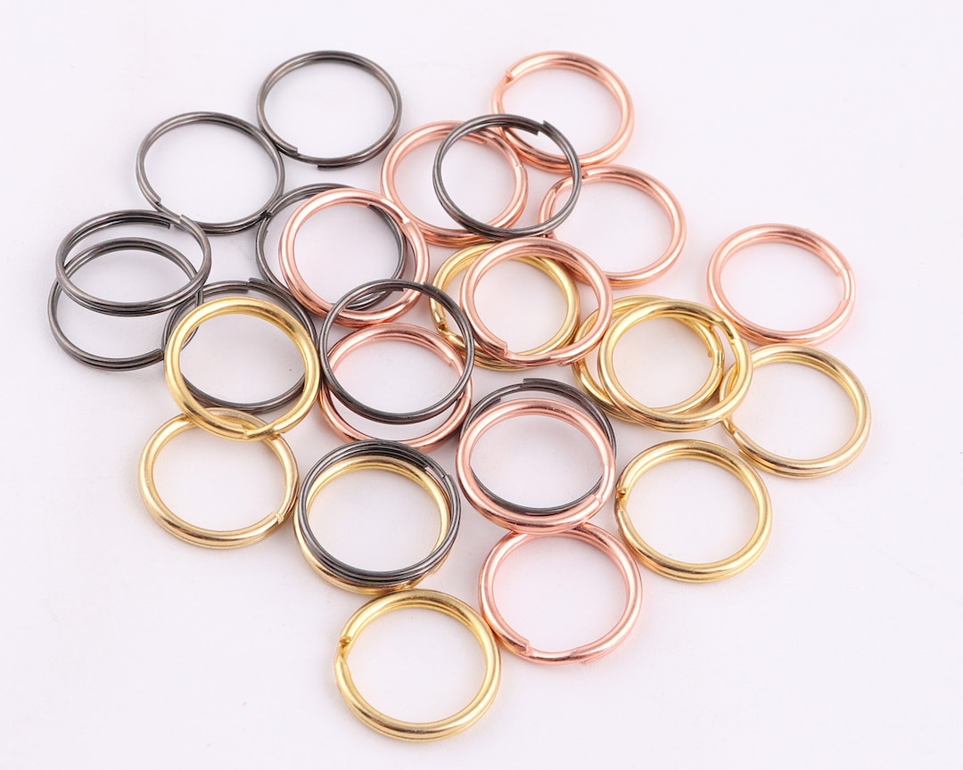 Gold/gunmetal/rose Gold Split Rings,15 Mm Keyring Hook Loop Leather ...