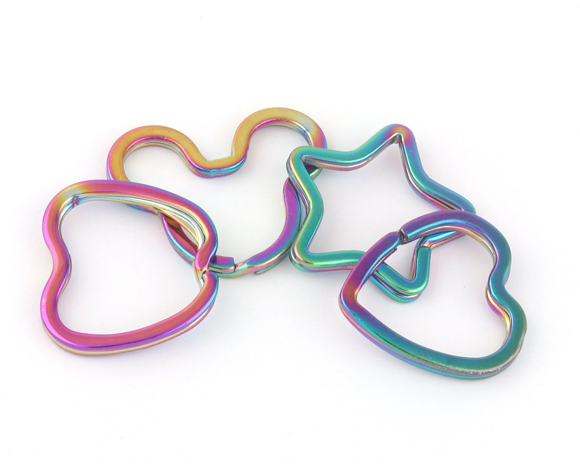 Rainbow Metal Mouse Flat Jump Ring Double Split Key Rings,jewelry Charm ...