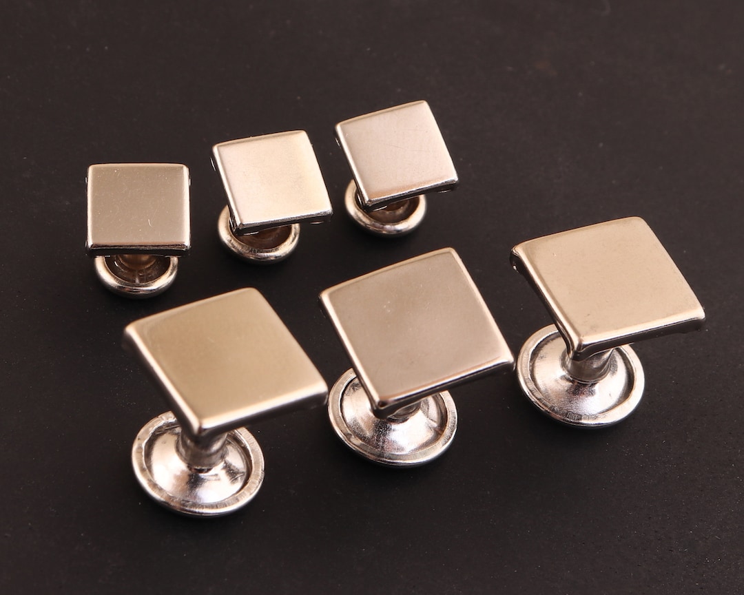 50sets 7mm/10mm Double Cap Rivets Silver Square Double Cap Rivet Studs ...