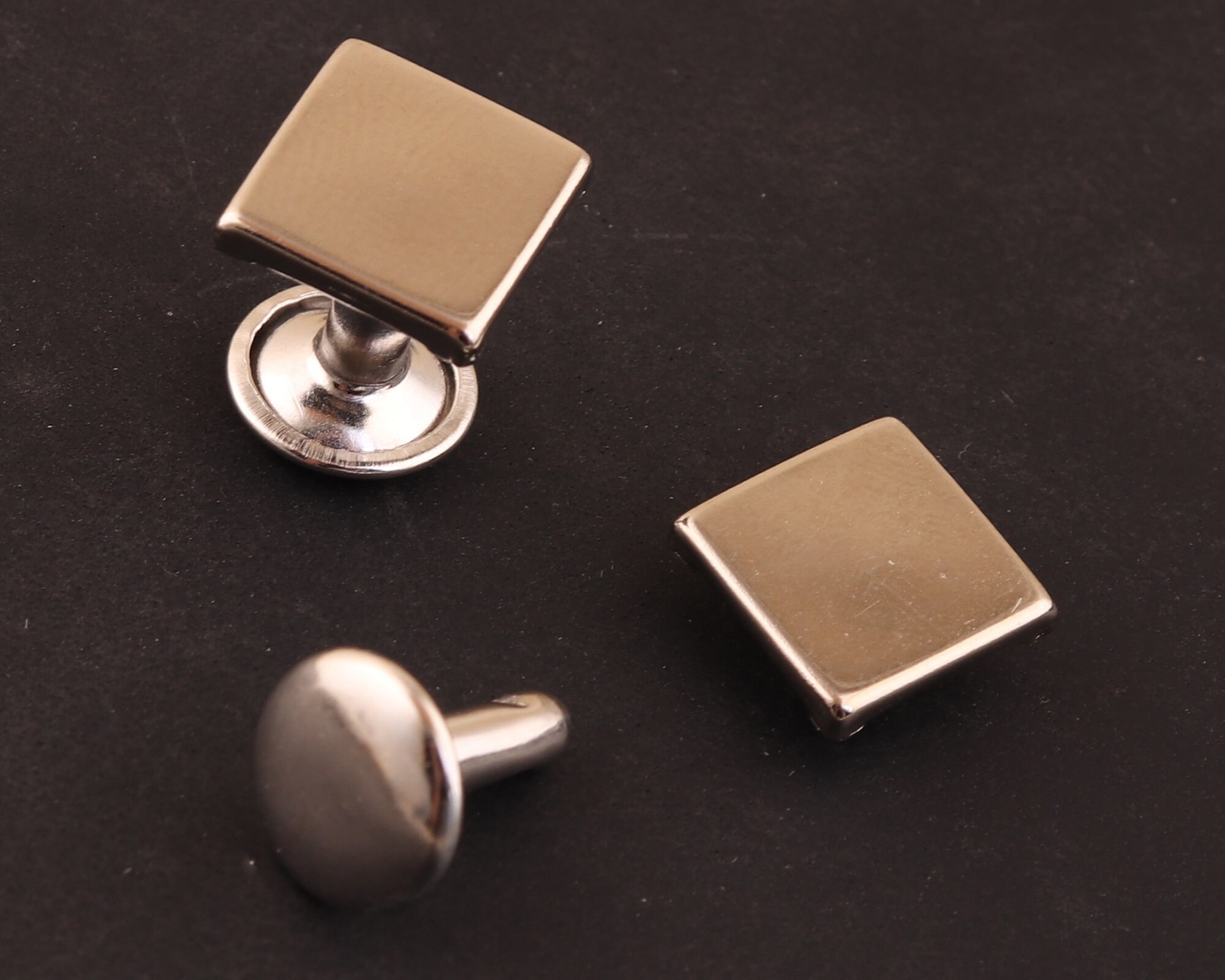 50sets 7mm/10mm Double Cap Rivets Silver Square Double Cap Rivet Studs ...