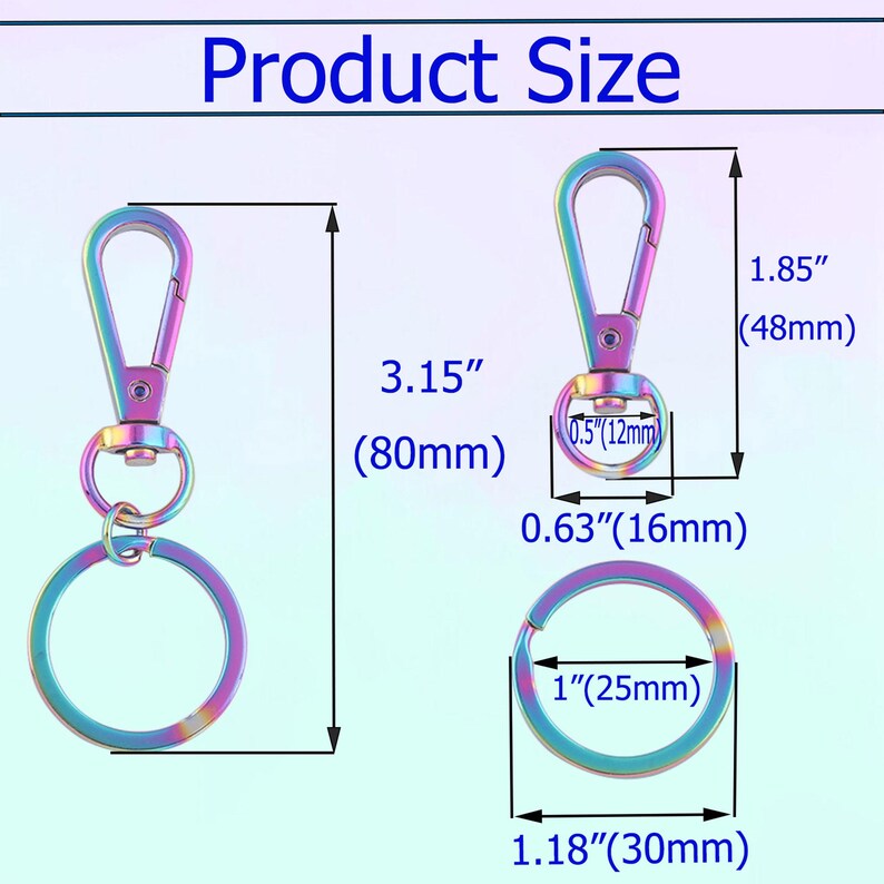 Rainbow Swivel Lobster Clasp Key Ring Swivel Snap Hook With Key Chain ...