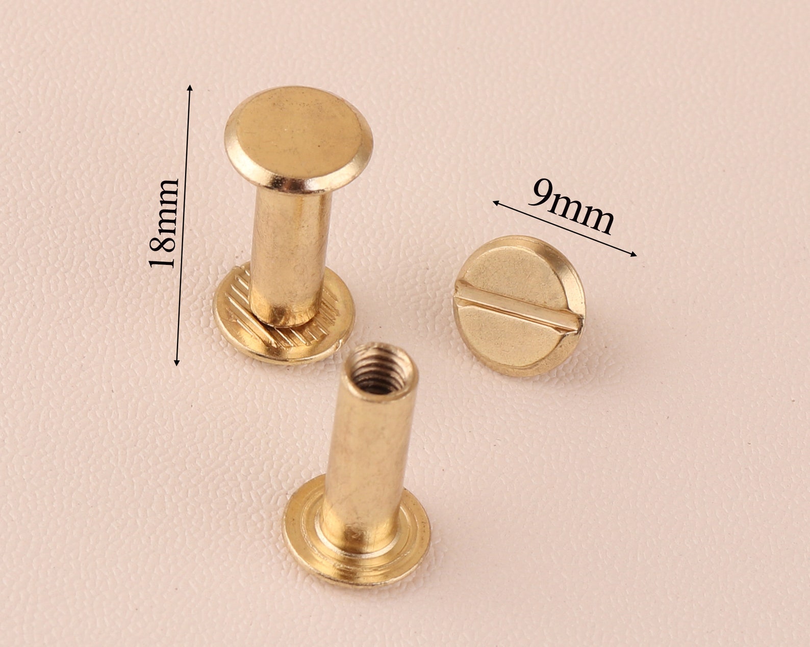 Light Gold Screw Rivets 20 Sets 189 Mm Metal Button Screw - Etsy