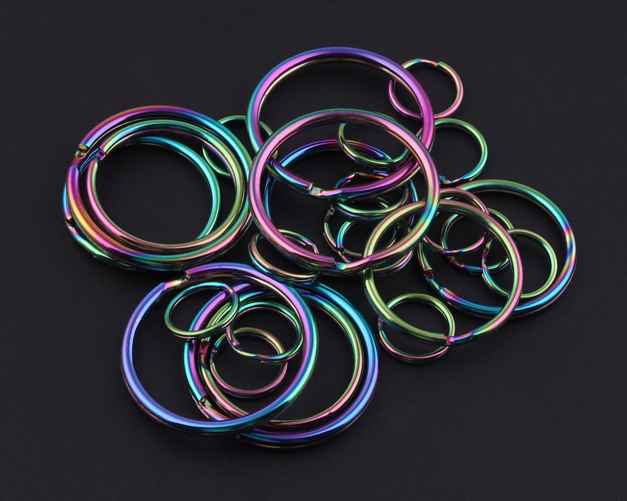 12-30mm Rainbow Round Split Key Rings Key Chain Jewelry Charm - Etsy UK