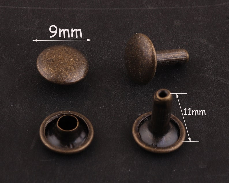 50 Sets 911 Mm Long Post Double Cap Rivetsbronze Metal - Etsy