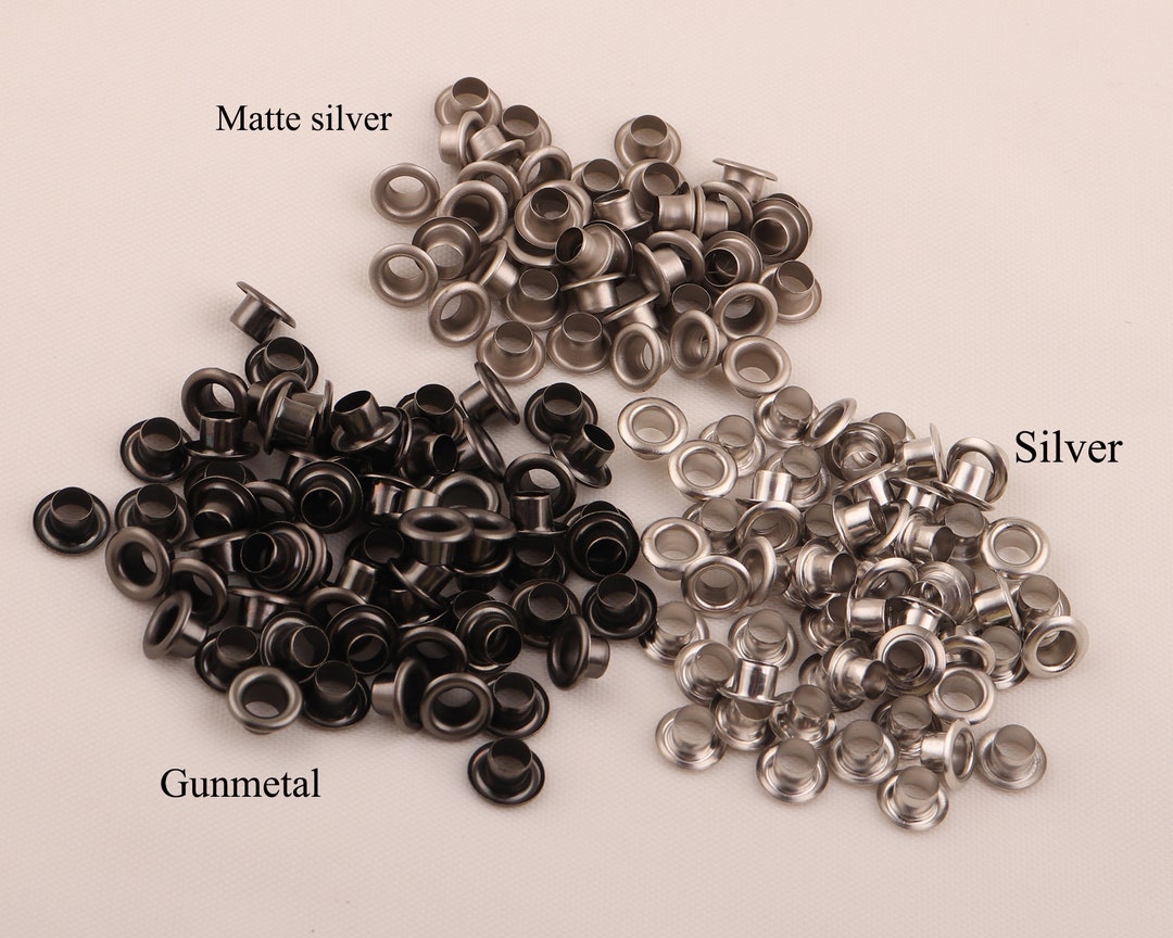 100pcs 4mm Gunmetal,silver Eyelet Grommets Hole Round Eyelets Small ...