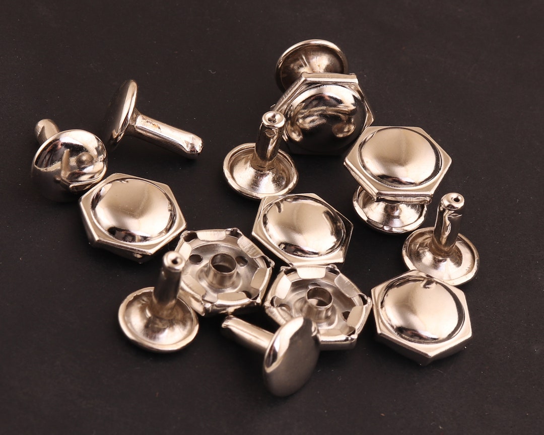 50set 12mm*12mm Silver Honeycomb Double Cap Rivets,studs Leather Craft ...