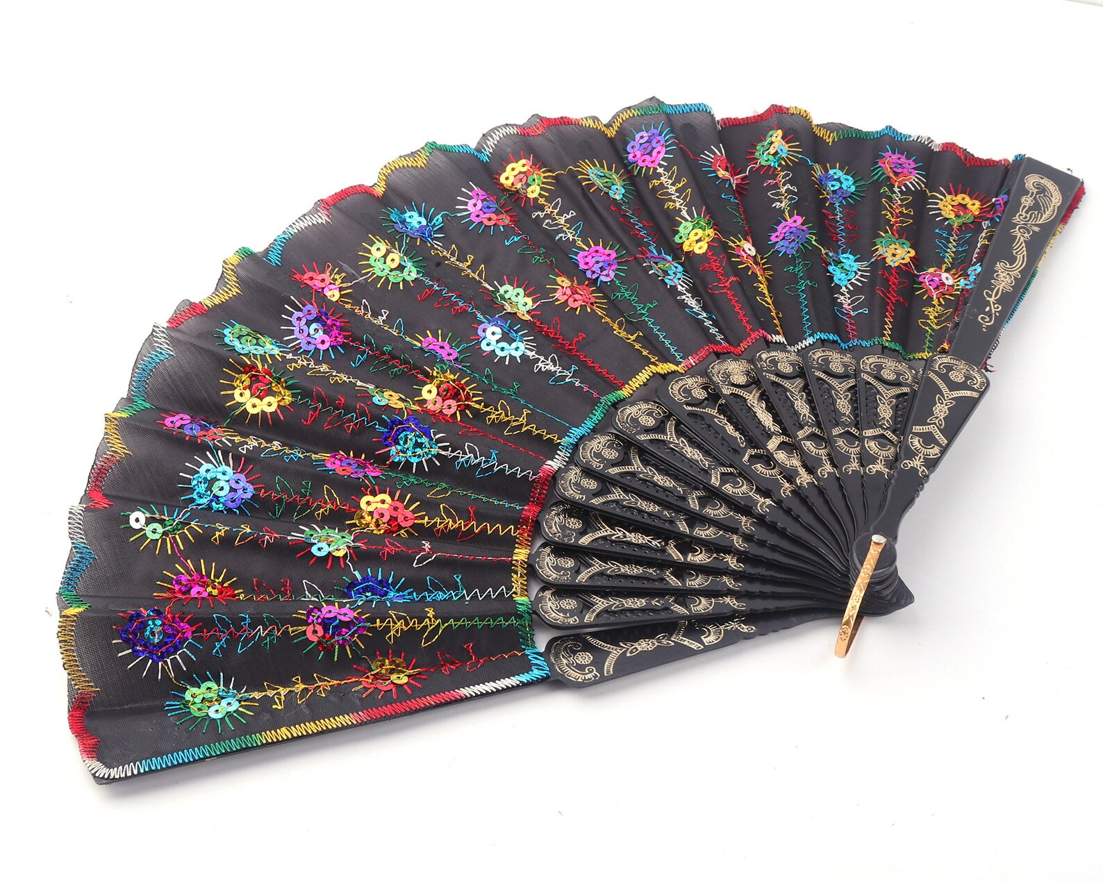 Black Flower Hand FansHand Fan FavorsChinese Folding | Etsy