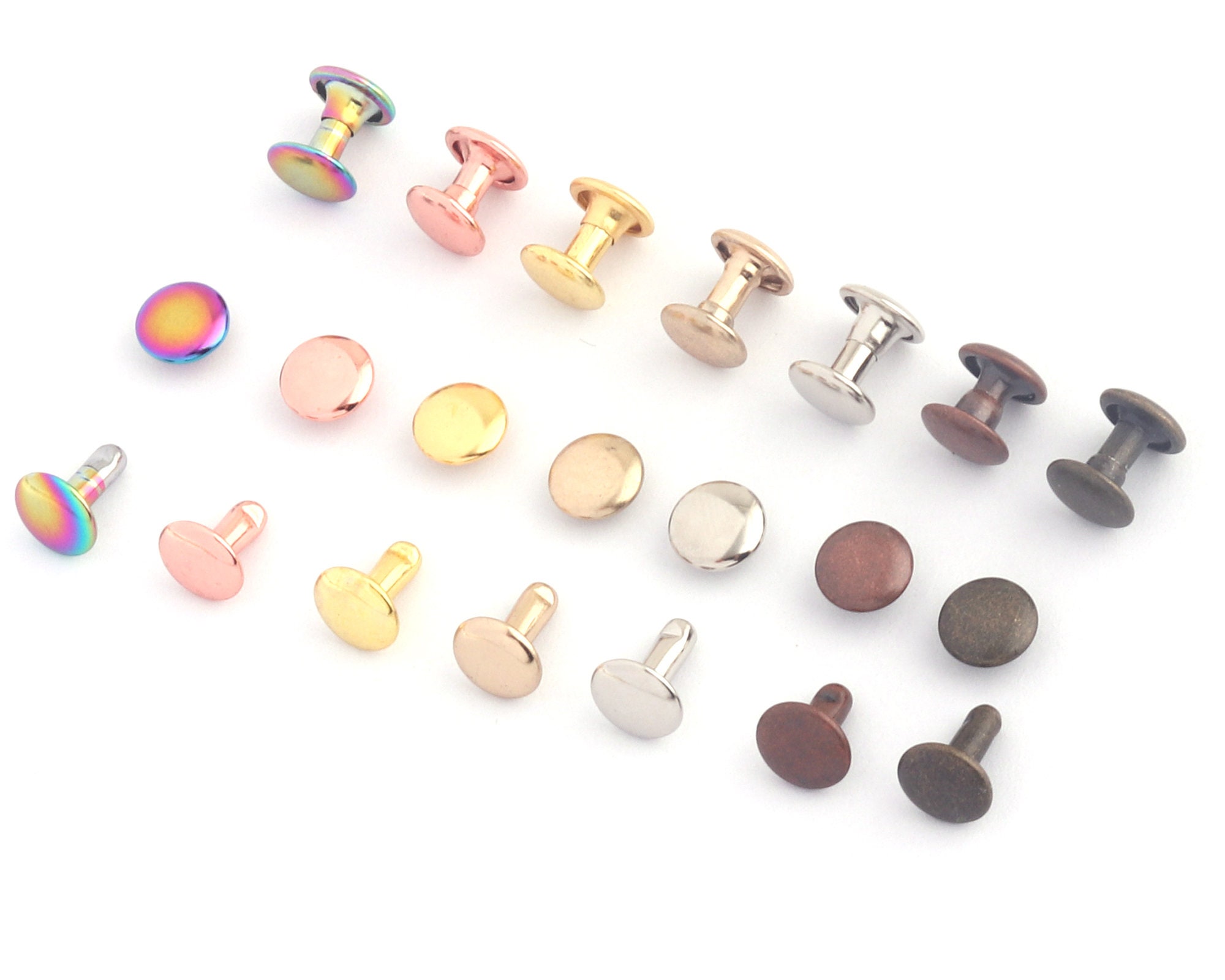 7mm Rainbow Metal Double Cap Rivetsbutton Round Jewelry Rapid - Etsy
