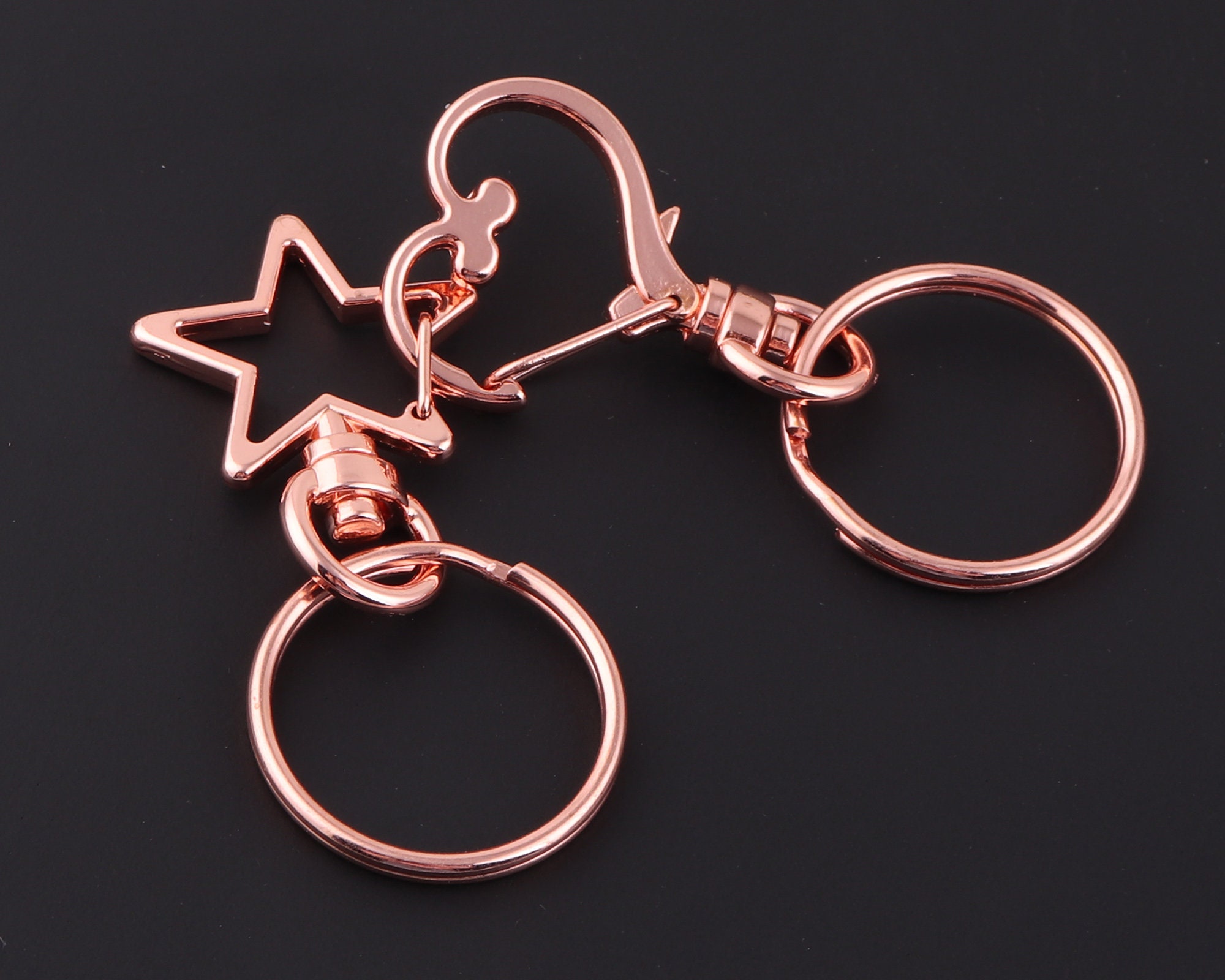 Rose gold star swivel claspsswivel snap hook key chainlove | Etsy