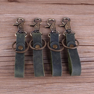 Green Leather Key Chain,men's Leather Key Fob/leather Key Holder ...