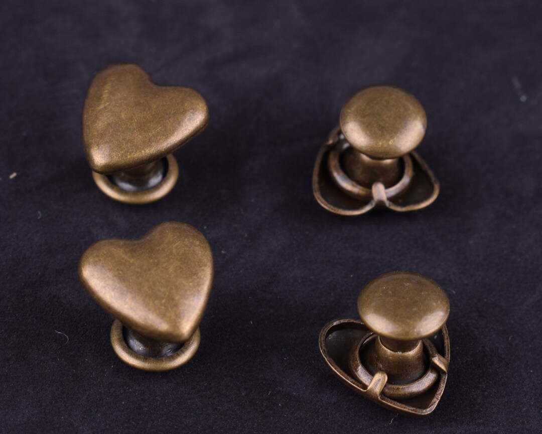 50 Pcs Bronze Rivets 8*8 Mm Heart-shape Rivet Metal Button Double ...