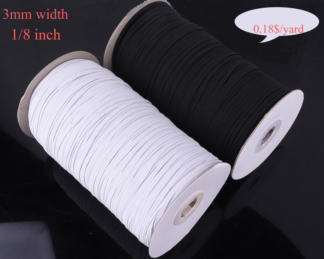 3mm Flat Elastic Bands Smooth Finish Sewing Thread,1/8 Elastic Cord ...