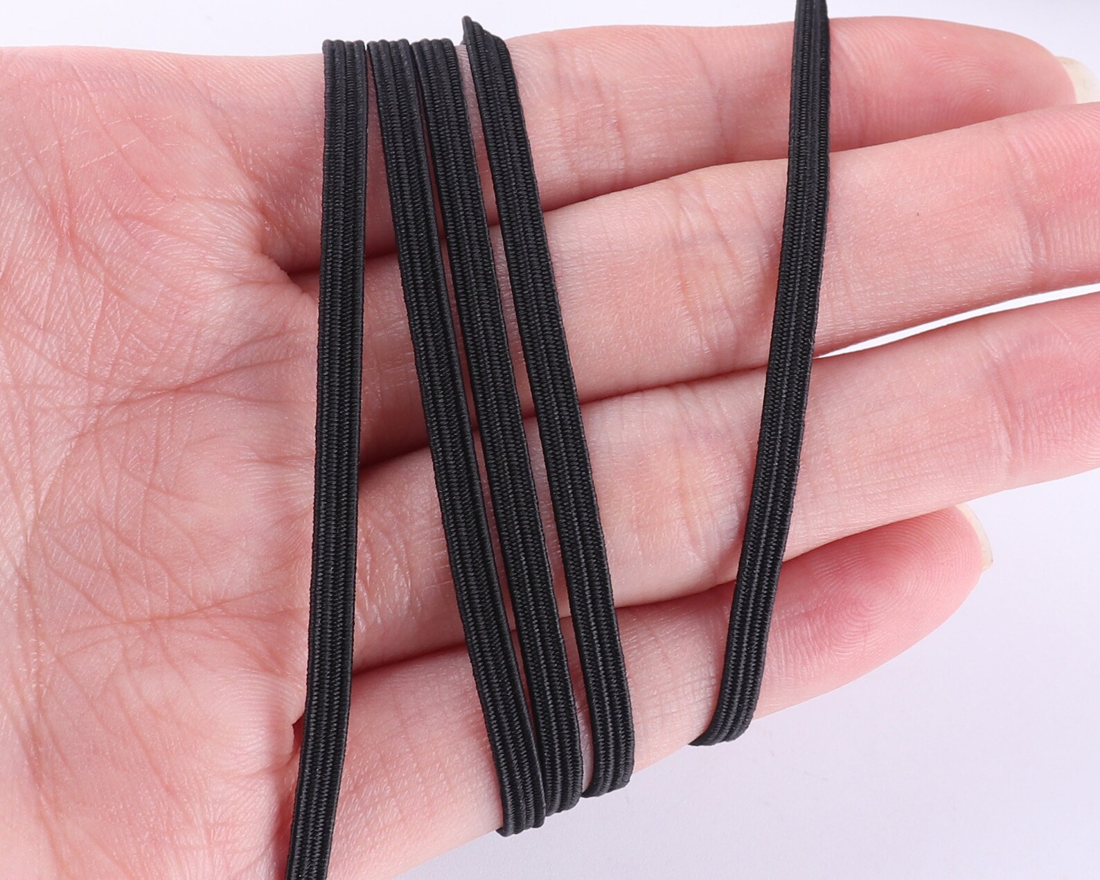 1/8 Elastic Cordblack Flat Elastic Rope Band Stretch - Etsy