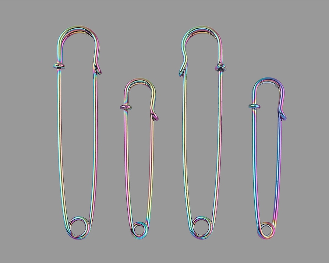 Rainbow Metal Large Safety Pins for Bead Craft Jewellery Brooch ...