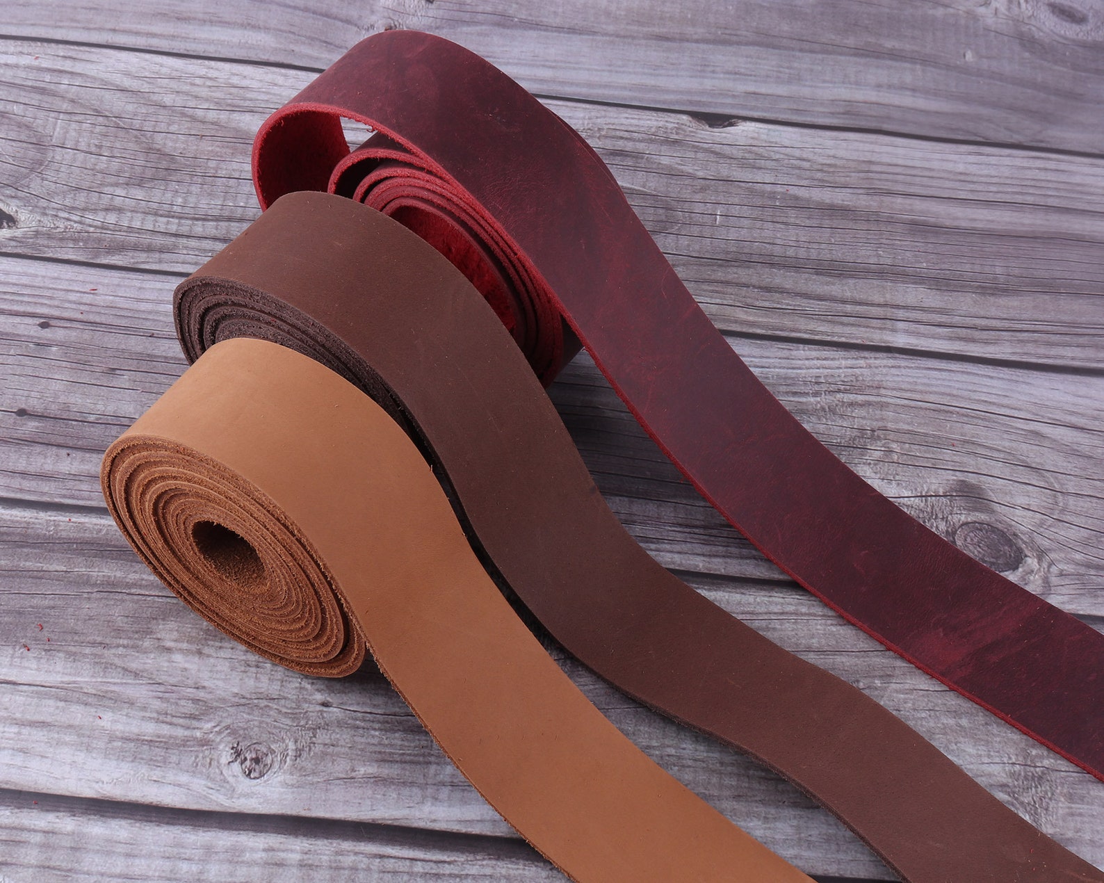 1 1/2"(38 Mm) Flat Leather Strip-long Leather Straps,natural Leather ...