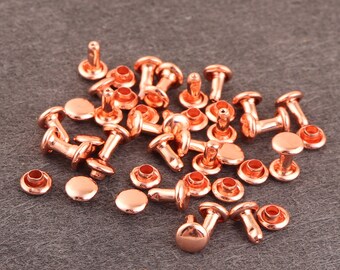 100 Sets 7mm Head X 6mm Post Rivet Round Cap Double Headed Gold Plated ...