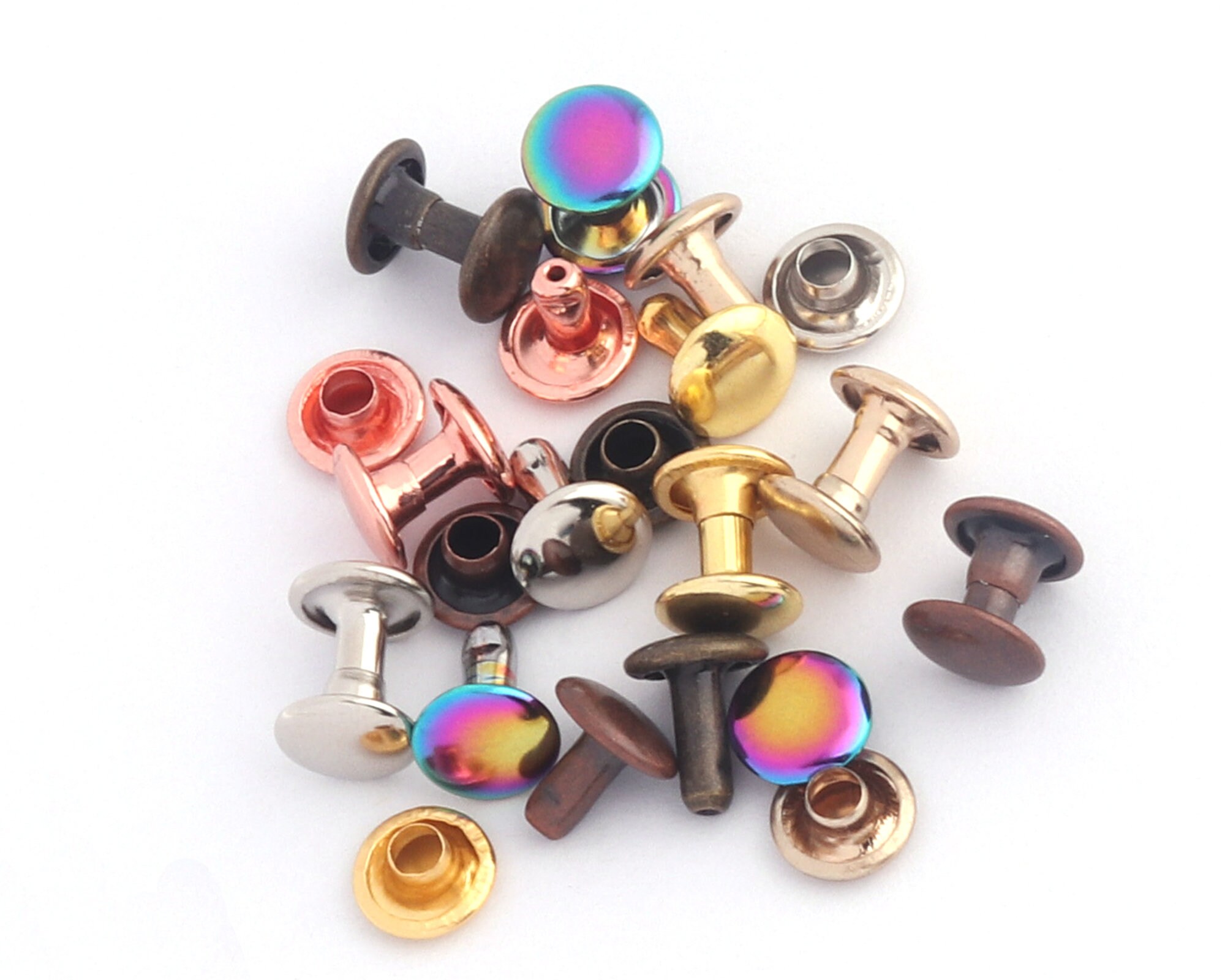 7mm Rainbow Metal Double Cap Rivets,button Round Jewelry Rapid Rivet ...