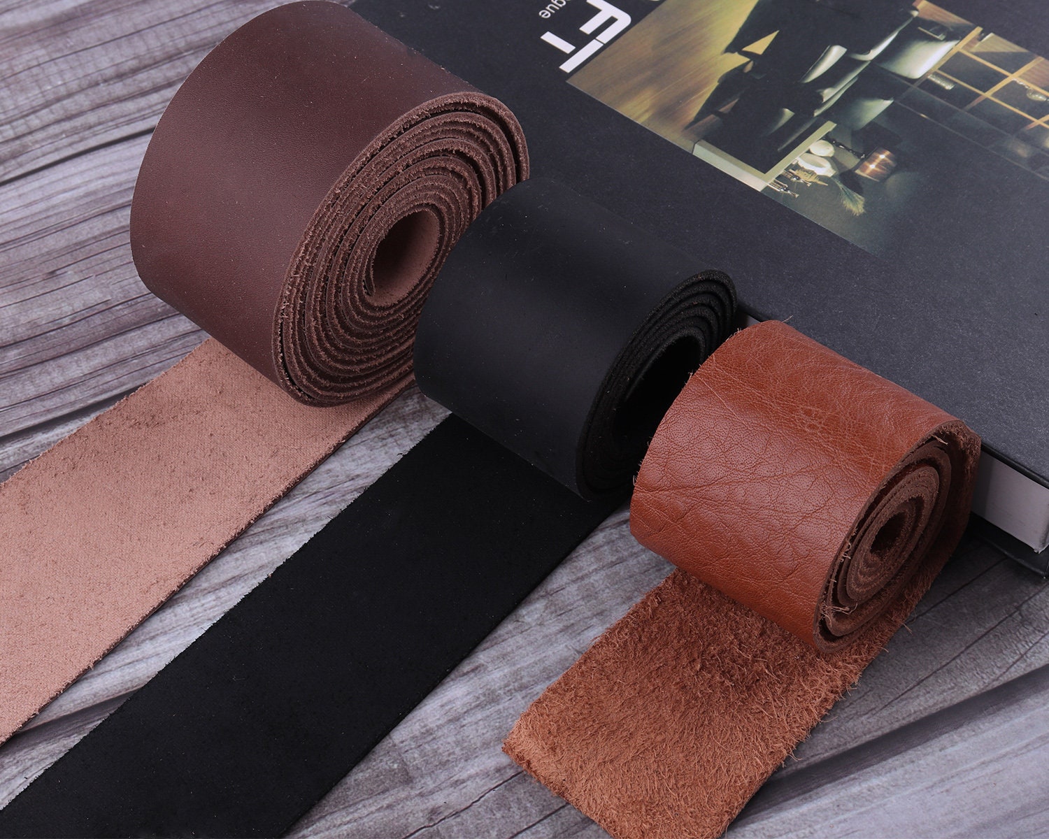 2 inch wide natural leather strapblack/coffee long leather | Etsy