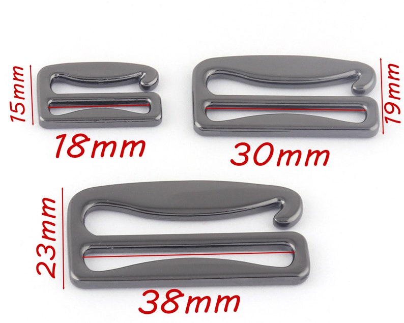 18-38mm Gunmetal Metal Adjustable G Hook Bra Strap Slide Hook Swimwear ...