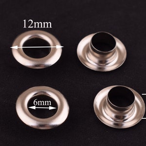50pcs 12*6mm(od * ID *) Round Eyelets Hole Silver Grommets Metal ...