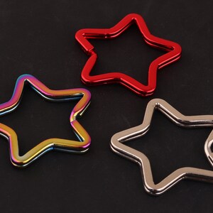 35 Mm Star Shaped Rainbow/red/silver Key Rings,solid Steel/heart Shape ...