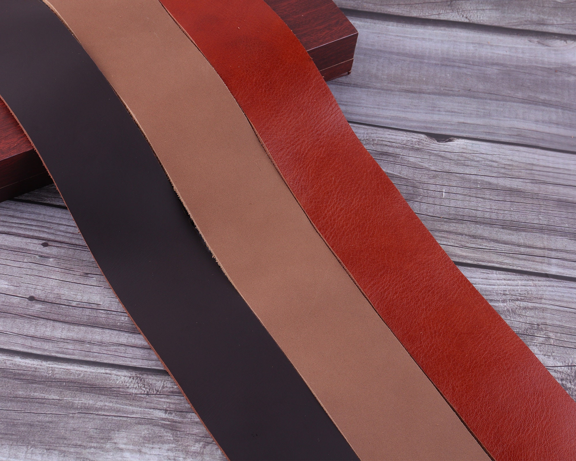 2 inch wide natural leather strapbrown/orange long leather | Etsy