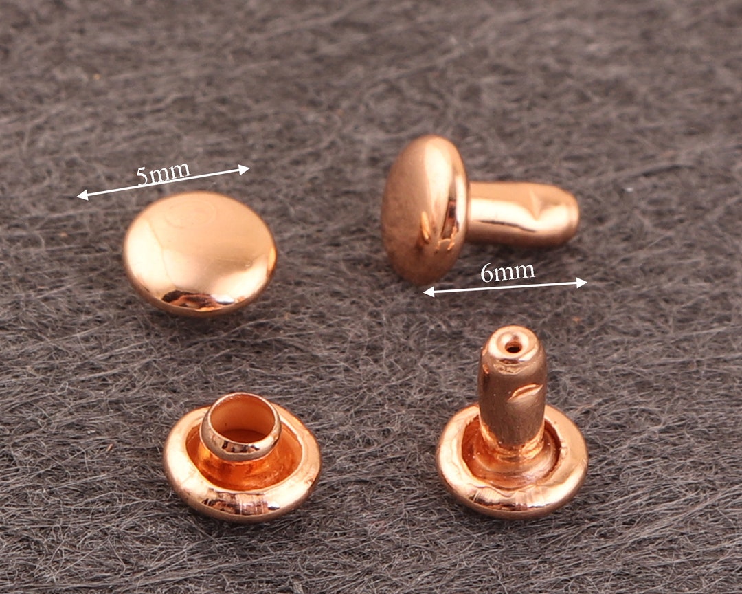 100sets 5*6mm Long Post Double Cap Rivets,pale Rose Gold Metal Rivets ...