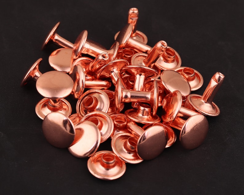 100 Sets Rose Gold Long Post Double Cap Rivets 10*12mm Copper Rivets ...