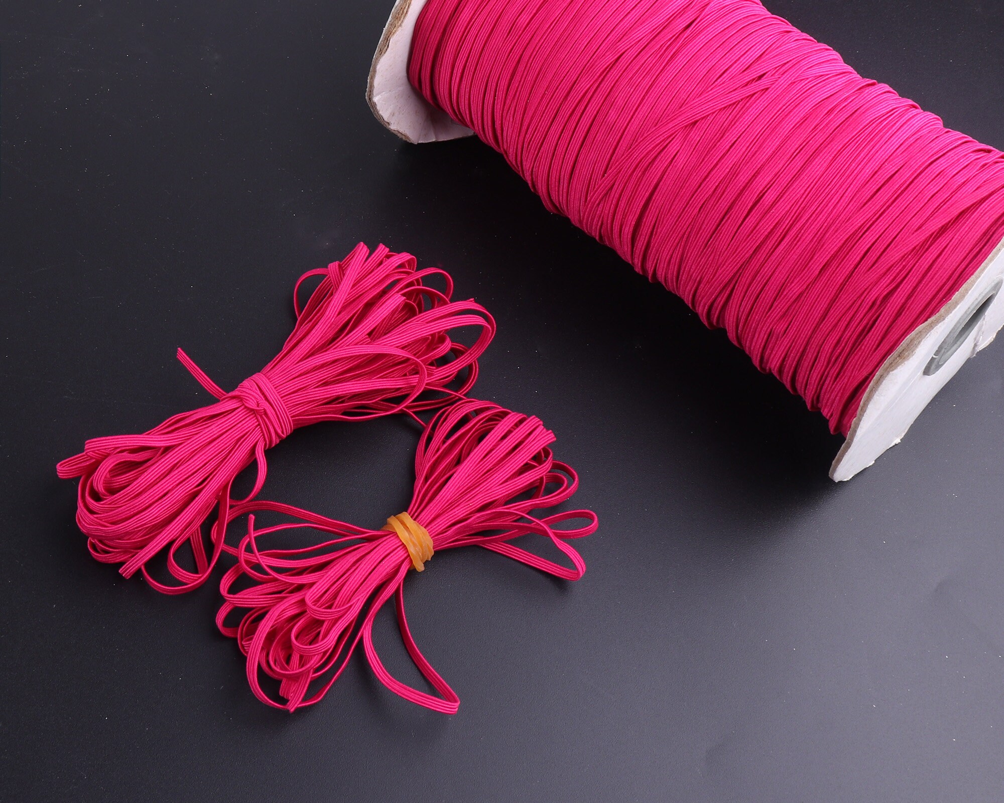 Hot Pink Flat Elastic Band1/8 Inch Elastic Cord3 Mm Braided | Etsy