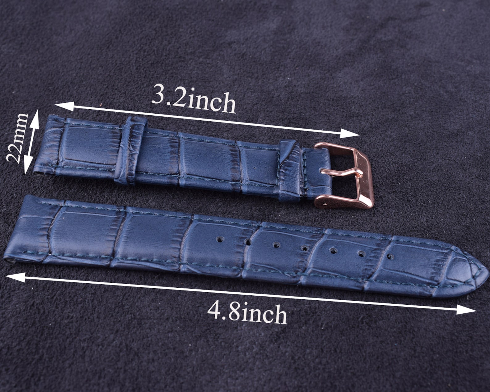 Dark Blue Strap Handcrafted Leather Watch Strap 22 Mm Natural - Etsy