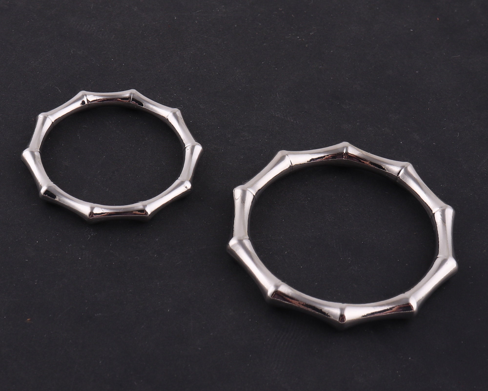 Silver Bamboo Shaped O Ring Bag Handle Round Charm Metal Circle Bag ...