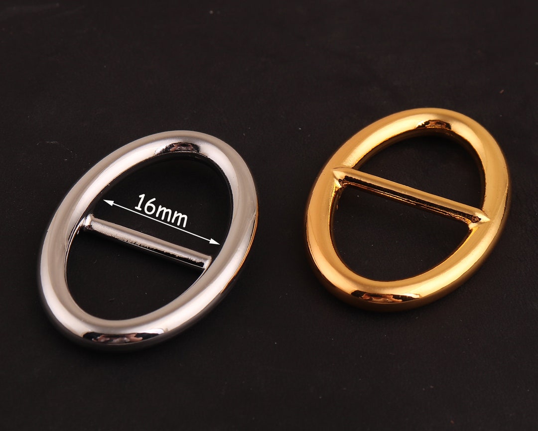16mm Sliver and Gold Oval Slide Buckle Strap Buckle Belt Buckle Oval ...