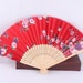 Red Flower Hand Fansfans Silk Fans Folding Fanshandheld - Etsy