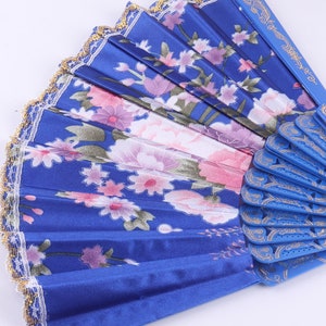 Blue Hand Fans,wedding Fans Party Favor Floral Flower Fans Folding Fans ...