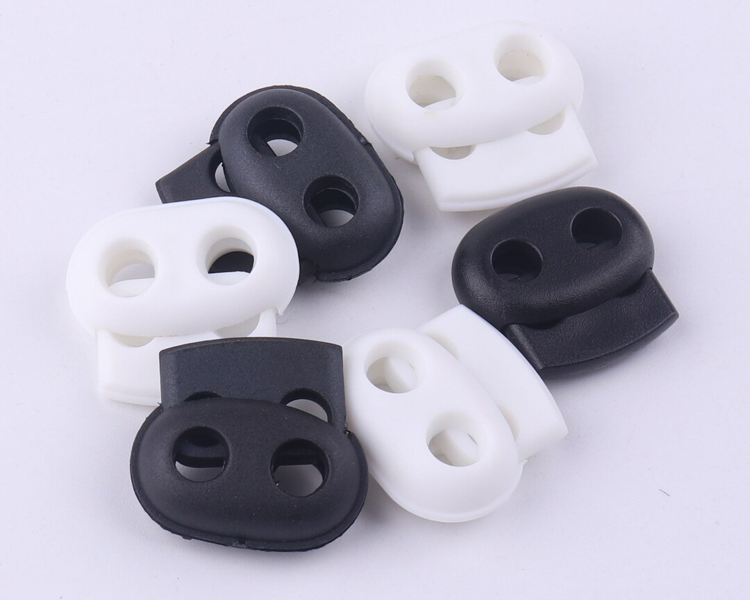 5mm Black and White Rope Cord Stopper Black Cord Lock for Elastic Cord ...