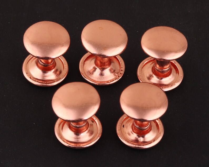 100 Sets Rose Gold Long Post Double Cap Rivets 10*12mm Copper Rivets ...