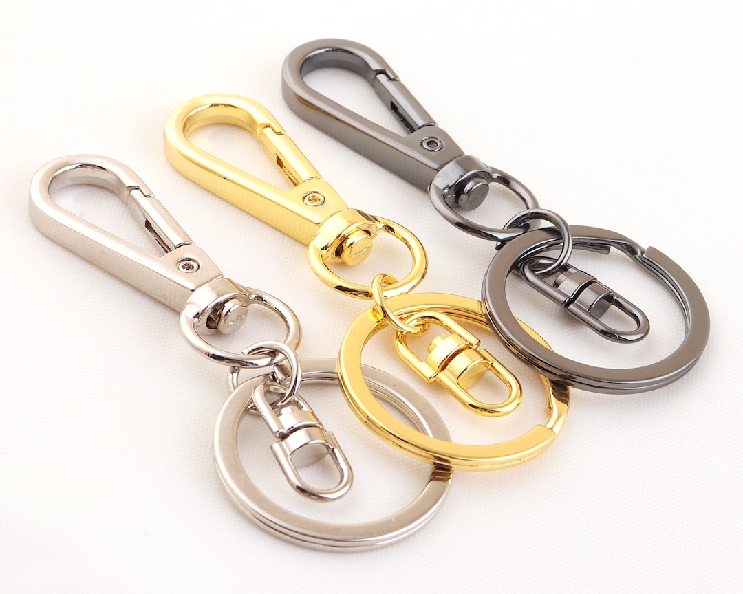 Silver,gold and Gunmetal Large Keychain Key Ring With Lobster Swivel ...