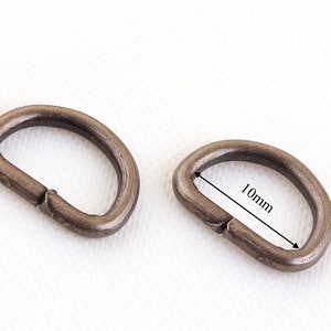 100/200pcs Gunmetal D Rings 3/8"(10mm) Small D Ring Metal D-rings Jump ...