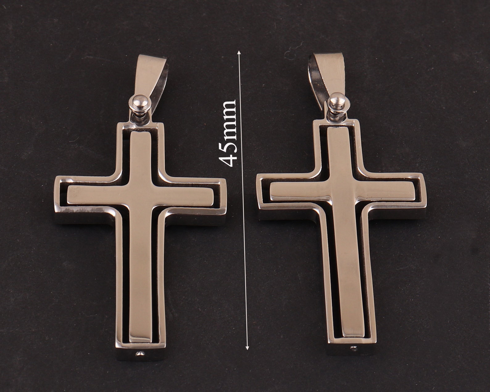 7 Mm Stainless Steel Cross Charmslarge Stainless Steel Cross - Etsy