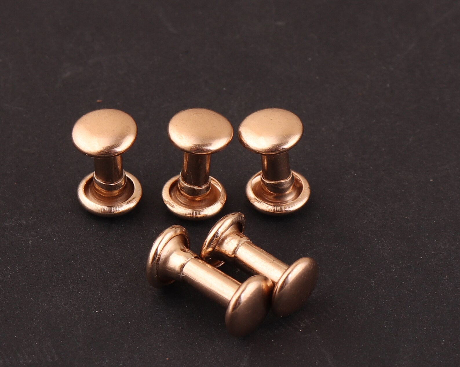 50sets 6*10mm Silver and Gold Long Post Double Cap Rivets Iron Rivets ...
