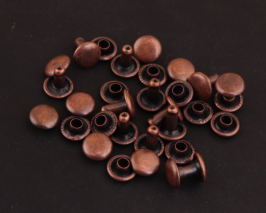 100sets 7*8mm Long Post Double Cap Rivets,antique Copper Metal Rivets ...