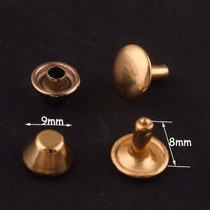 50sets Double Cap Rivet,9mm*8mm Gold Double Cap Rivets Copper Rivets ...