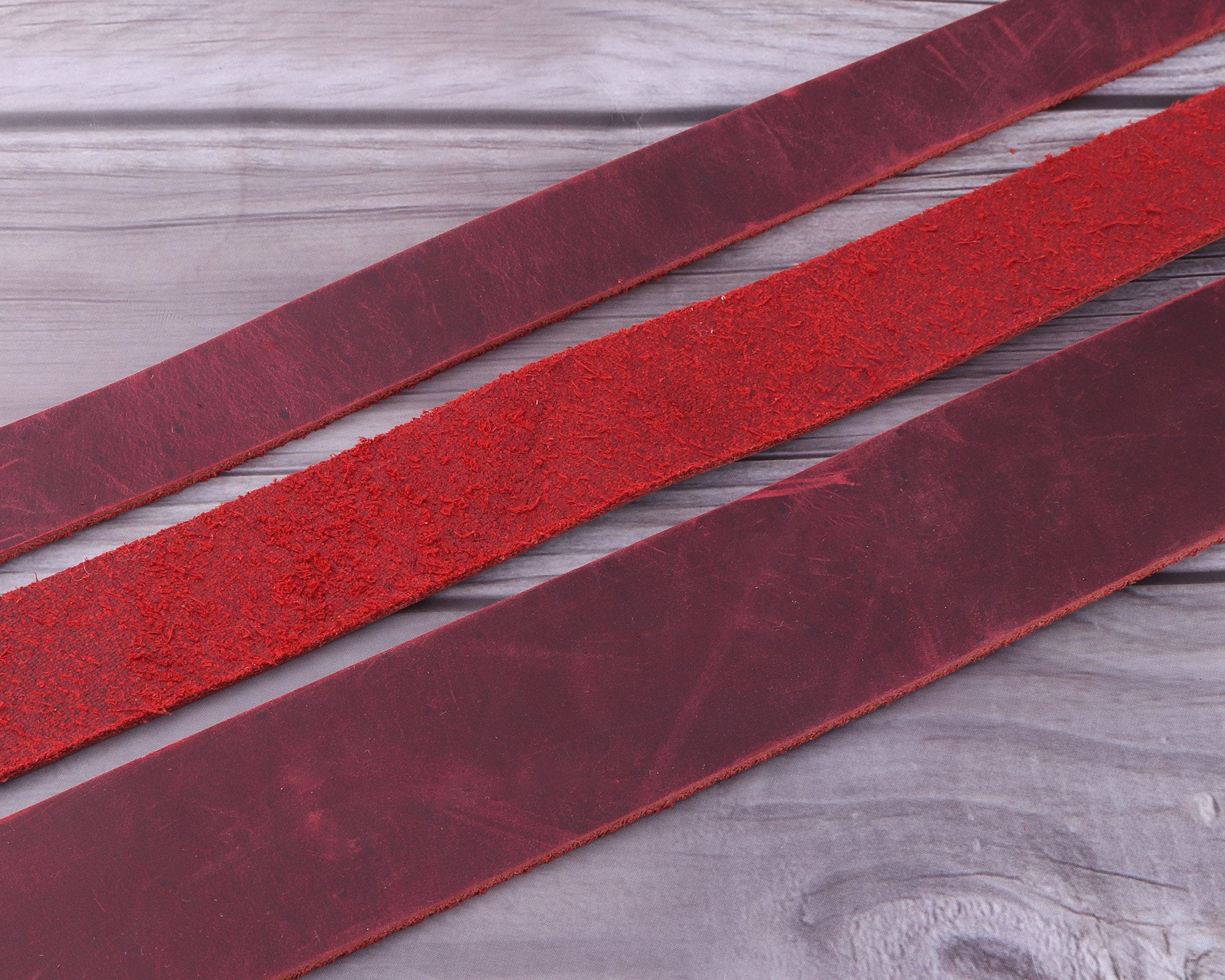 Red Flat Leather Strip-long Leather Strapsnatural Leather - Etsy