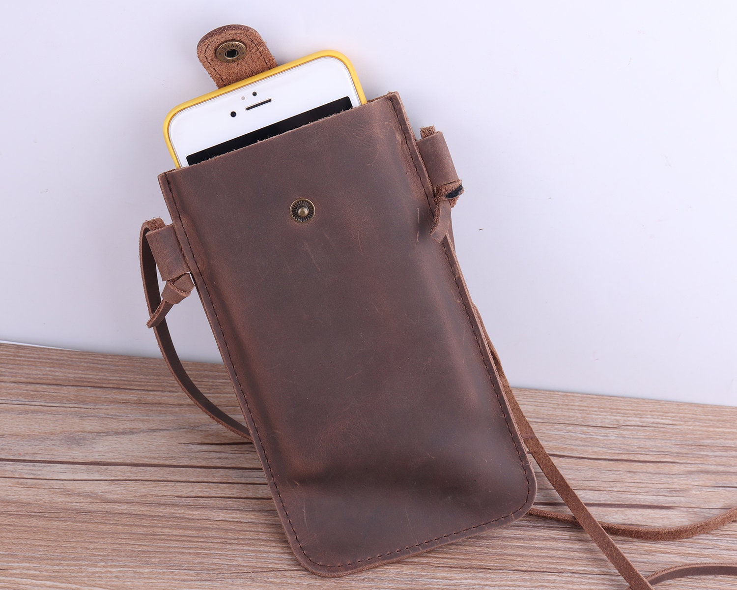 Leather Mobile Phone Casesbrown Leather Iphone Travel - Etsy