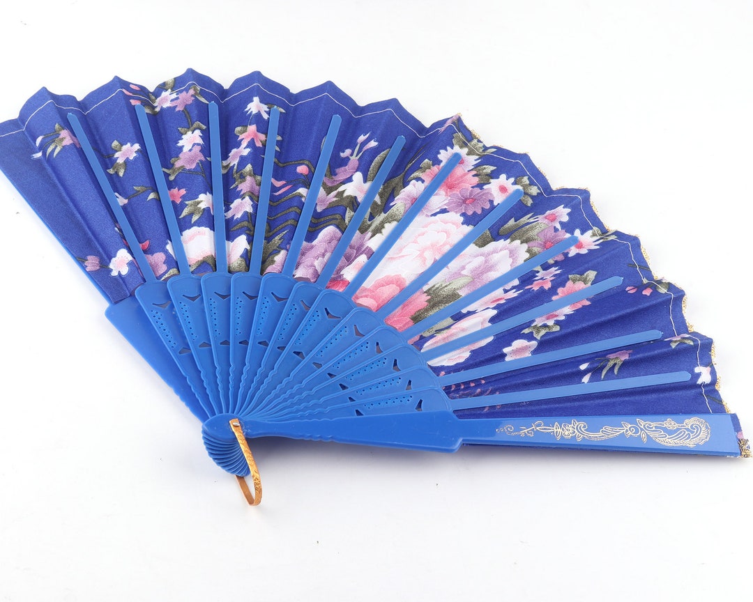 Blue Hand Fans,wedding Fans Party Favor Floral Flower Fans Folding Fans ...